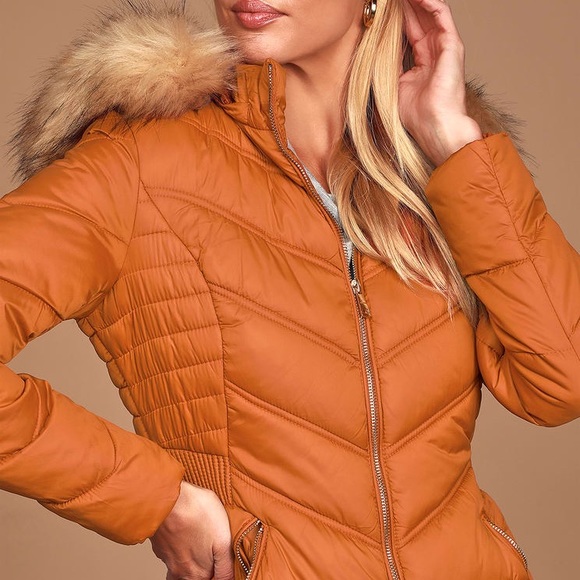 LA Coalition | Jackets & Coats | La Coalition Rust Orange Fitted Puffer ...